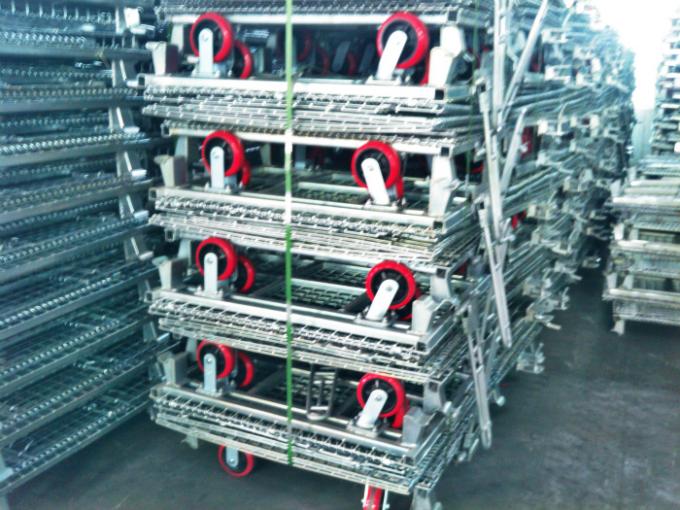 Zinc Finish Rigid Rolling Wire Mesh Cage With Foot Brakes / Castors